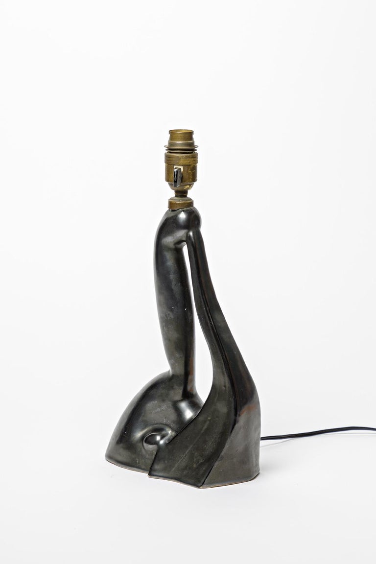XXth century design black abstract ceramic table lamp circa 1950 For ...