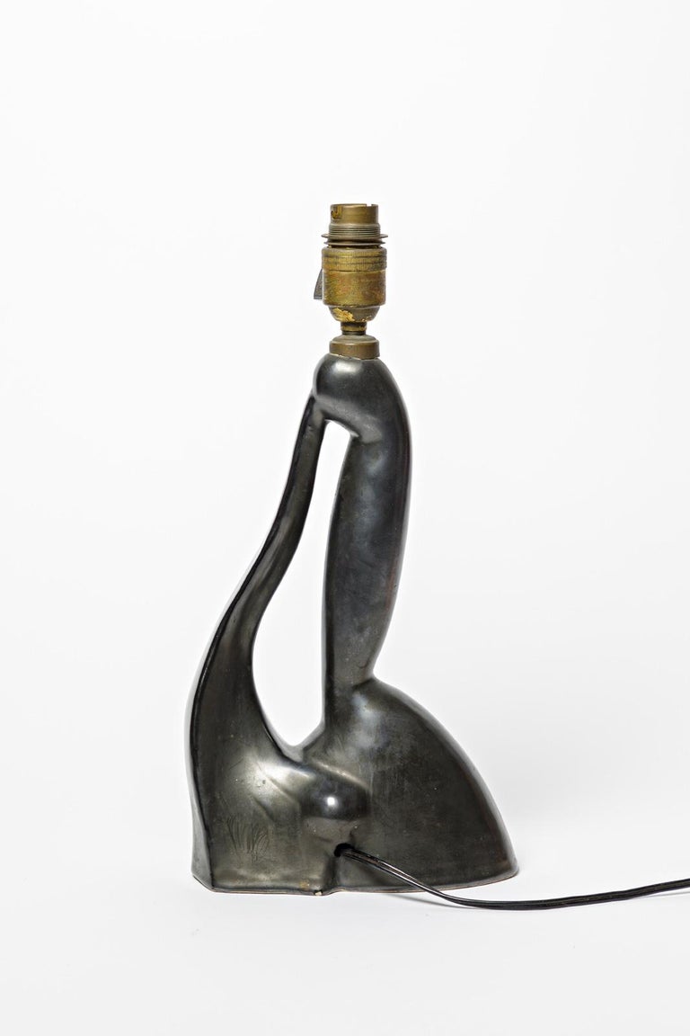 XXth century design black abstract ceramic table lamp circa 1950 For ...