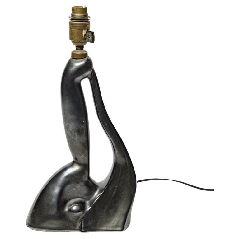 XXth century design black abstract ceramic table lamp circa 1950 For ...