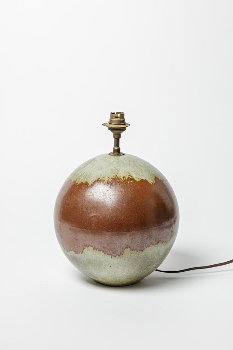 Xxth Century Grey and Brown Porcelain Ceramic Table Lamp by Tim Orr ...