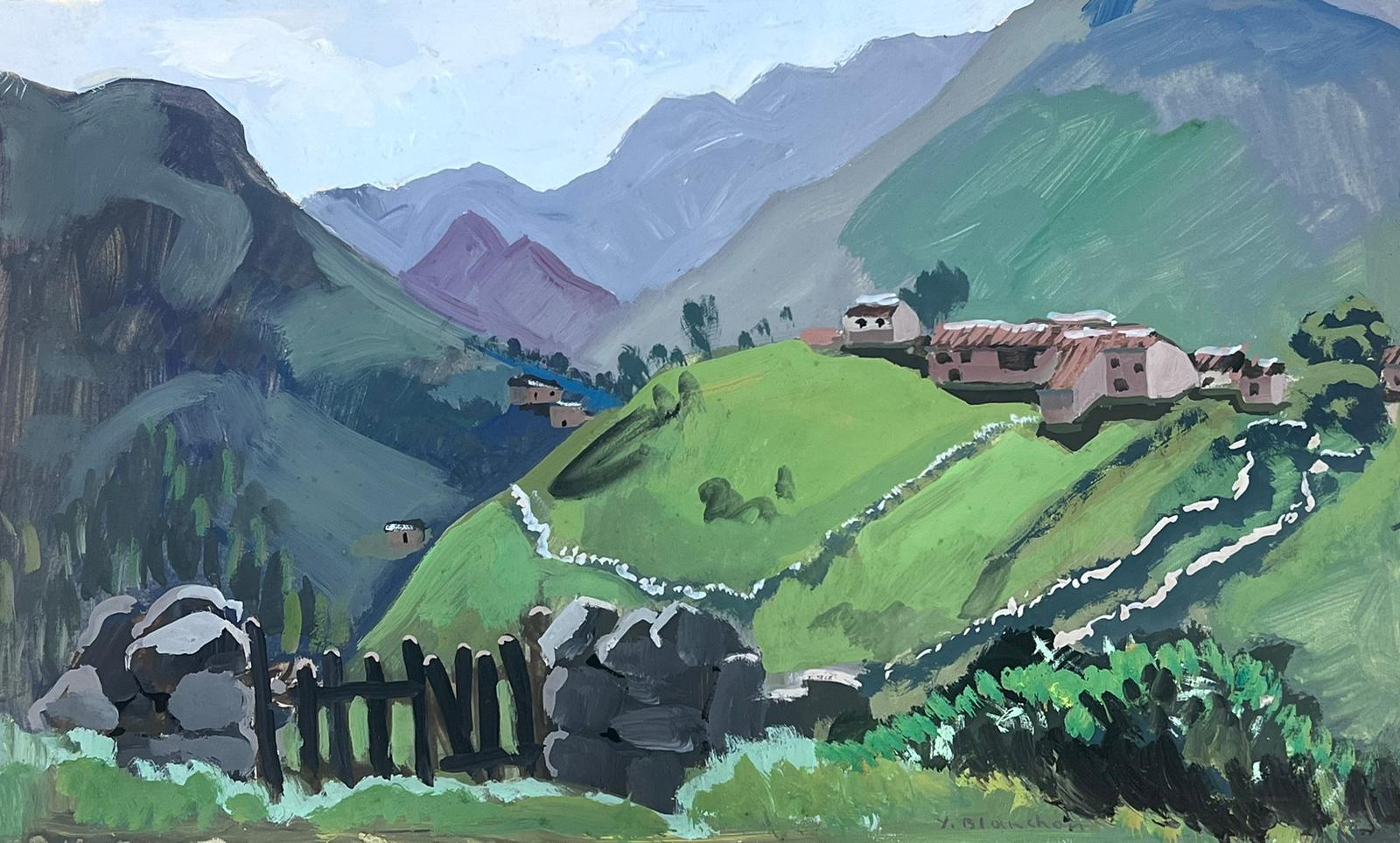 Y Blanchon - 1950's French Impressionist Gouache Painting House On The ...