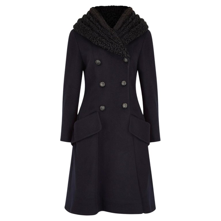 Y2K Chanel Midnight Blue Cashmere Princess Coat For Sale at 1stDibs