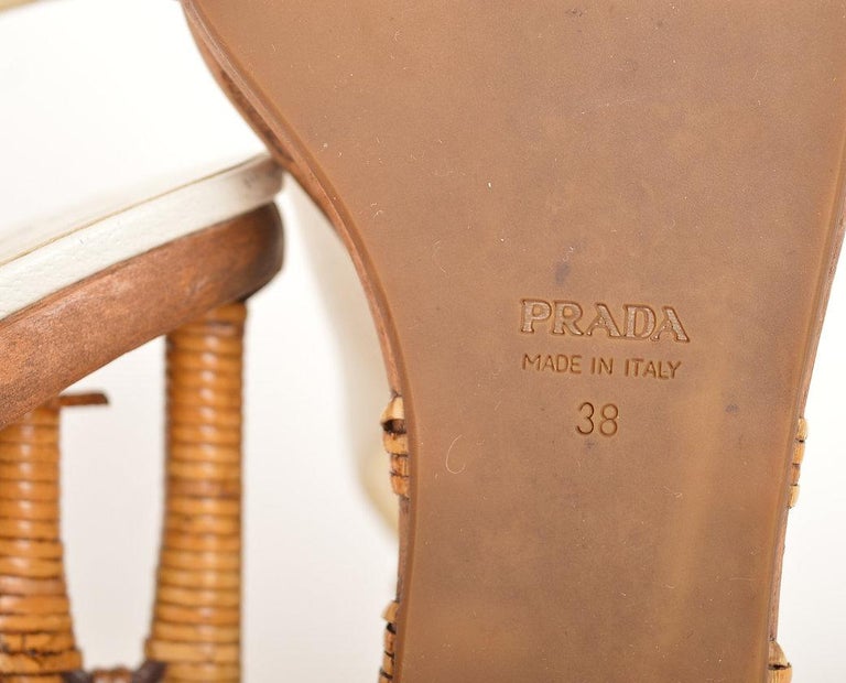 Y2K Prada Ss/2006 Bamboo Scaffolding White Leather Mary Jane High Heels ...