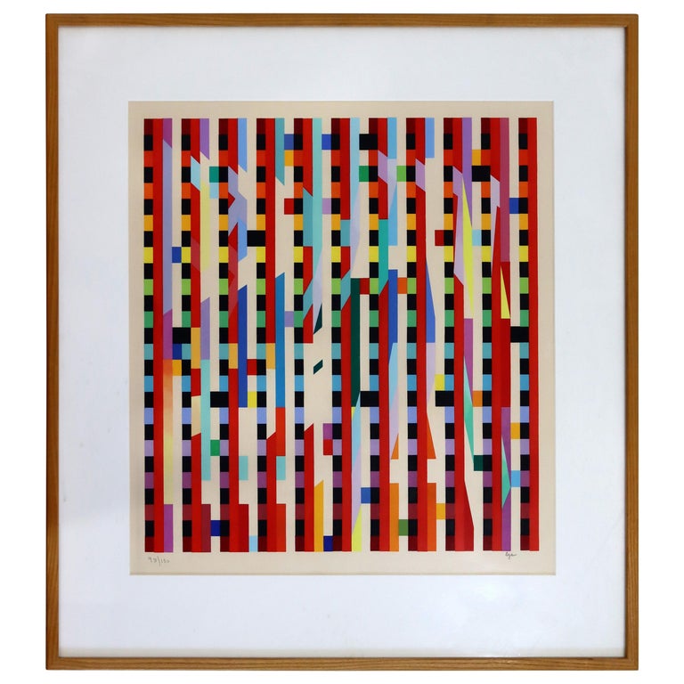Yaacov Agam Rainbow Modern Signed Serigraph Framed at 1stDibs