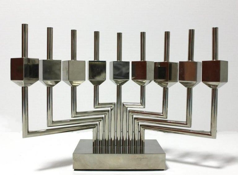 Yaacov Agam - Brass silver Chanukiah By the Israeli artist Yaacov Agam ...