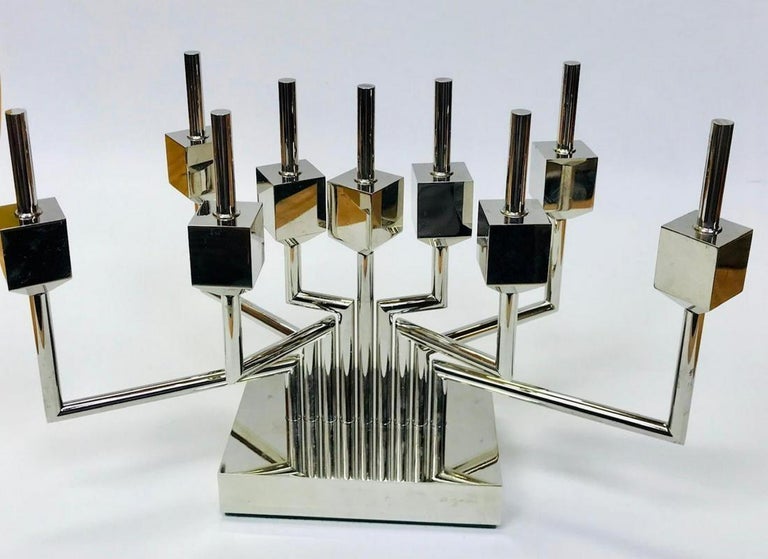 Yaacov Agam - Brass silver Chanukiah By the Israeli artist Yaacov Agam ...