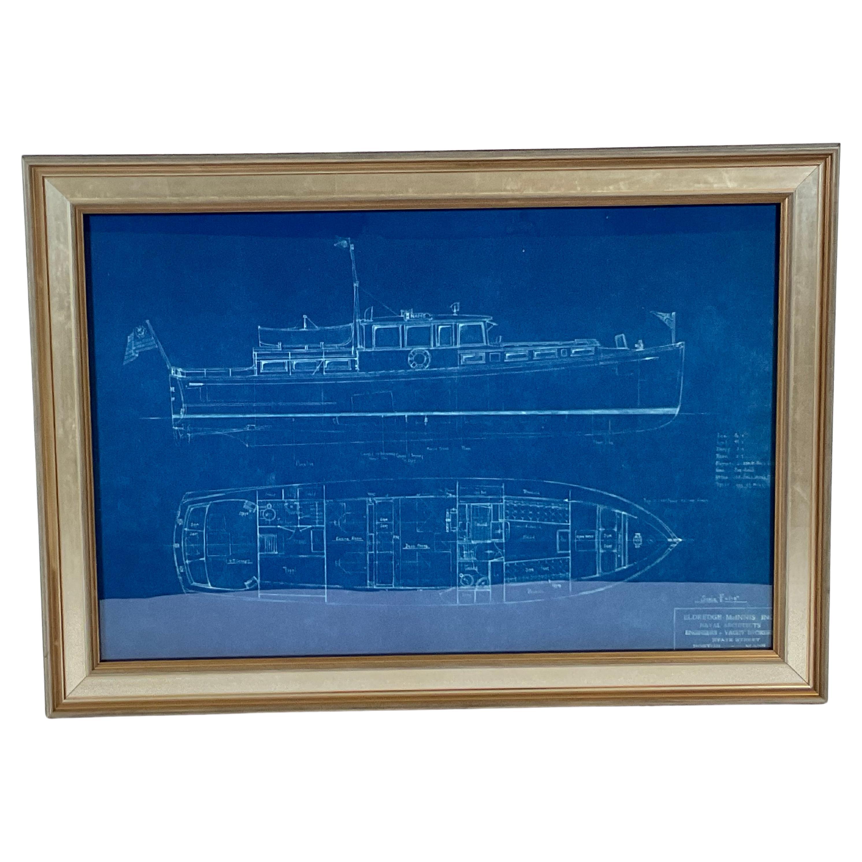 Yacht Blueprint from Naval Architect Eldredge McInnis For Sale at 1stDibs