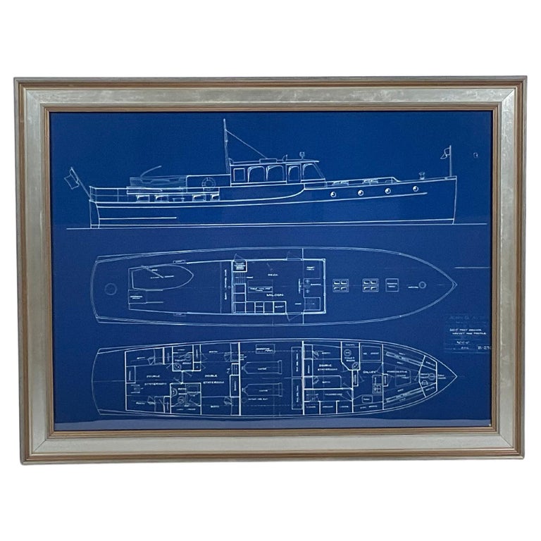 Yacht Blueprint of a Sixty Foot Fast Cruiser For Sale at 1stDibs