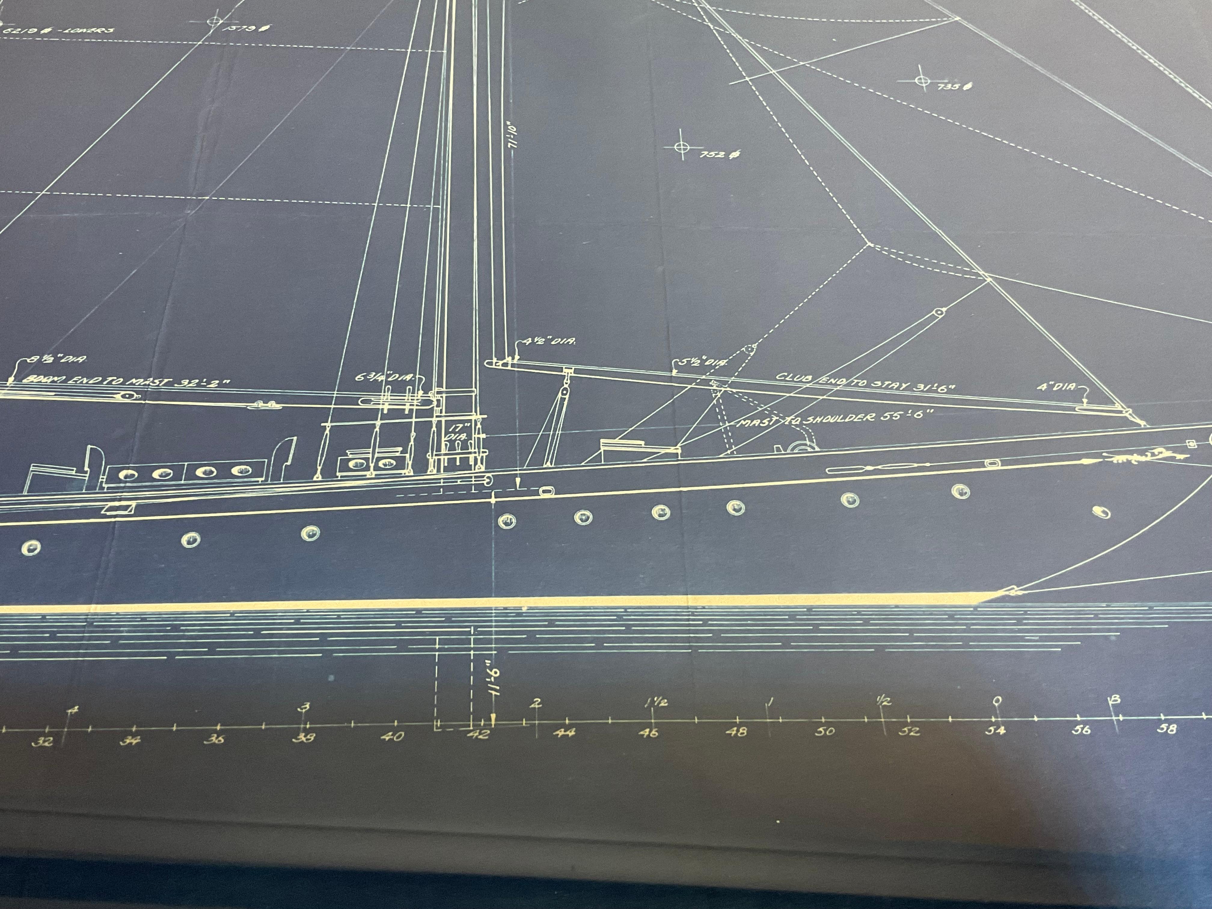 Yacht Blueprint of "Starling" a Schooner at 1stDibs