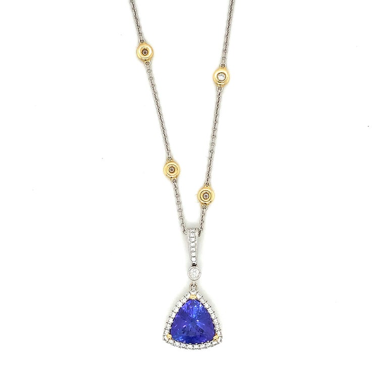 Yael 18k Trillion Tanzanite and Diamond Earrings and Pendant with Dia ...