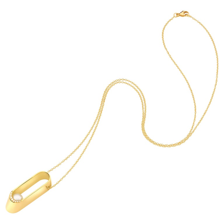 Yael Sonia's Unique 18k Yellow Gold, Akoya Pearl White Diamond Ellipse ...