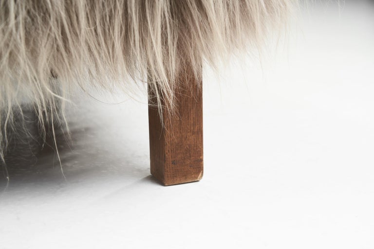 Yak Hide Daybed with Solid Wood Legs, Europe, ca 1950s at 1stDibs