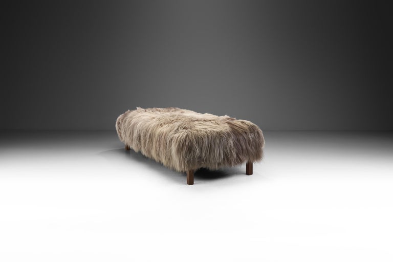 Yak Hide Daybed with Solid Wood Legs, Europe, ca 1950s at 1stDibs