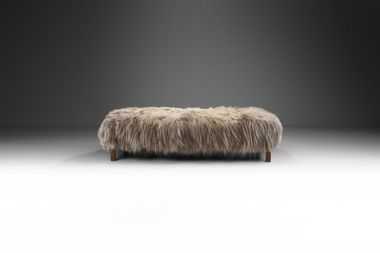 Yak Hide Daybed with Solid Wood Legs, Europe, ca 1950s at 1stDibs