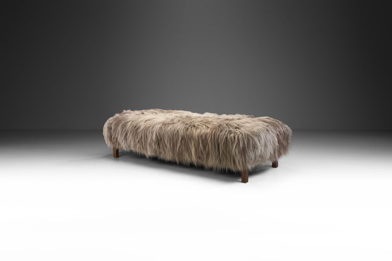 Yak Hide Daybed with Solid Wood Legs, Europe, ca 1950s at 1stDibs