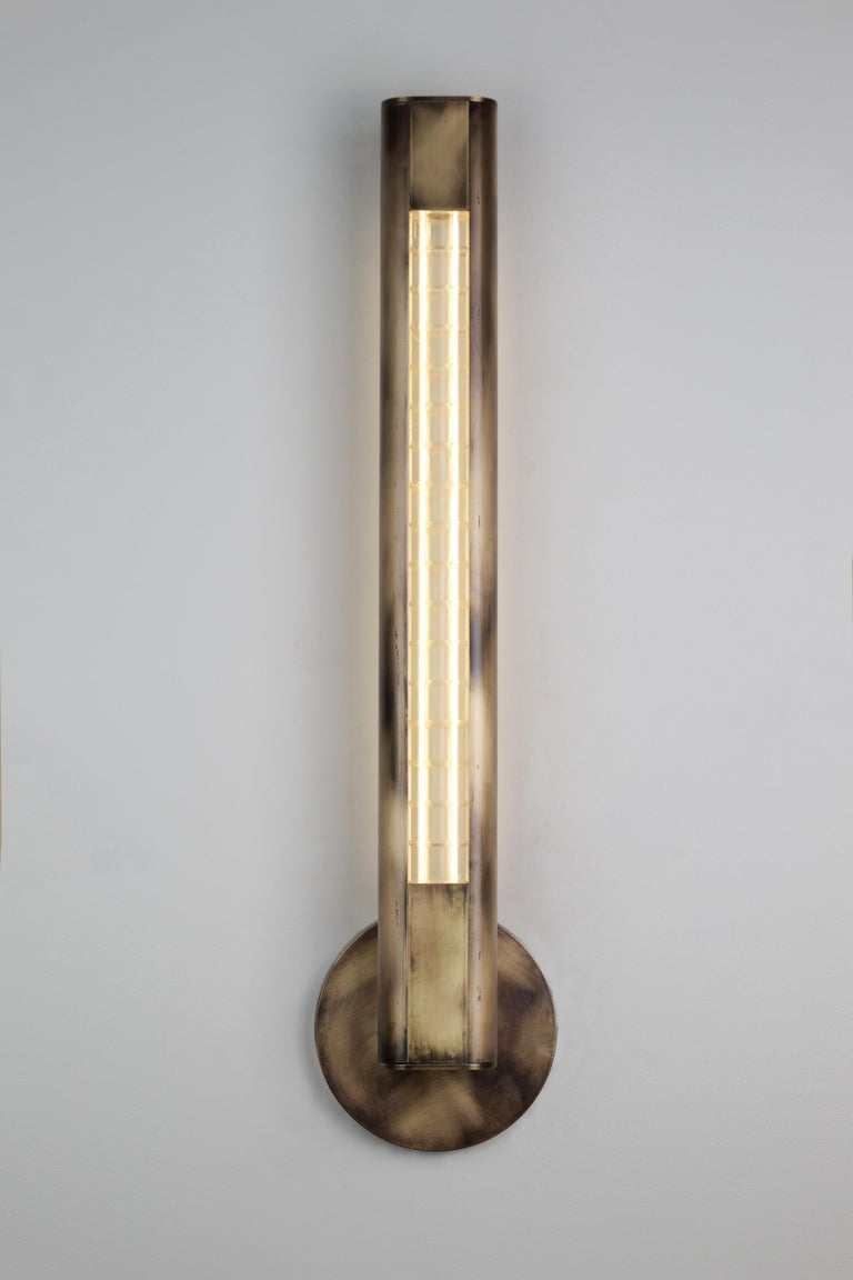 Yakata Linear Wall Sconce, Line Light in Aged Brass Finish at 1stDibs