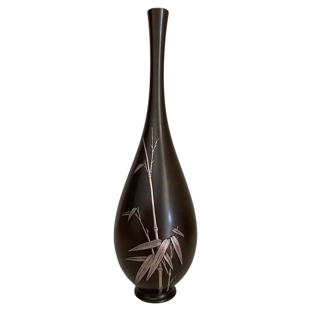 Takahashi Kaishu 1970 Nitten Exhibition Inlaid Bronze Vase For Sale at ...
