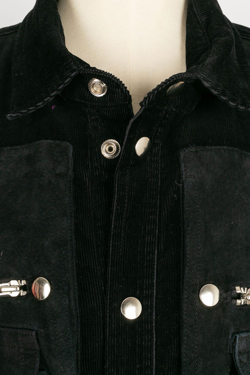 Yamamoto Leather and Cotton Jacket For Sale at 1stDibs