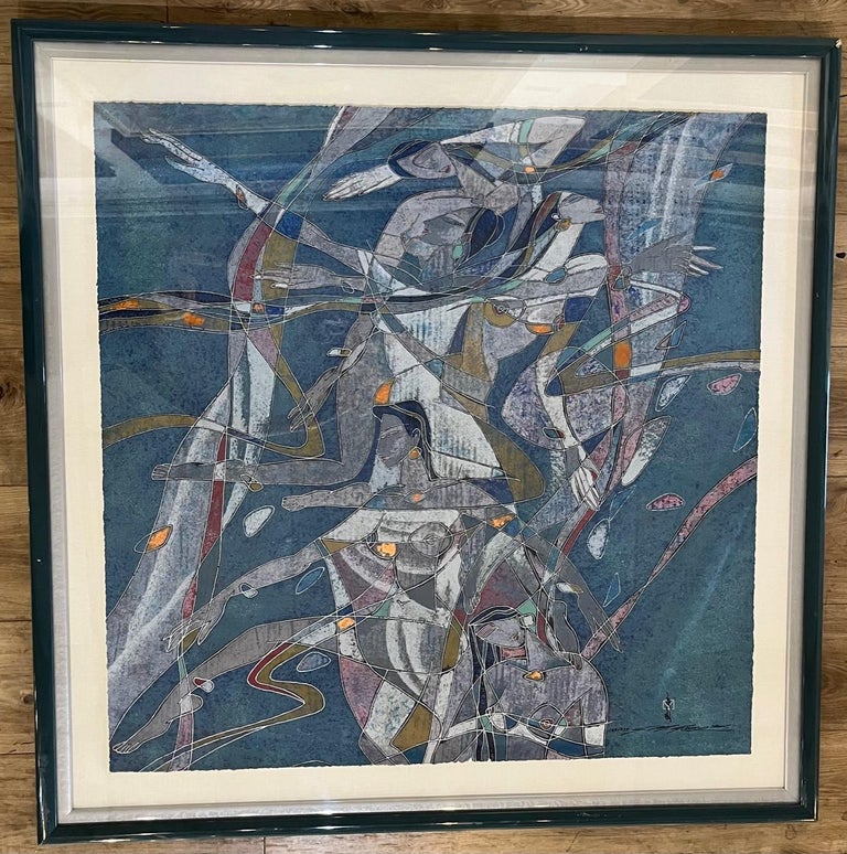 Yamin Young - Yamin Young, Women with Birds #2, Serigraph, Framed For ...