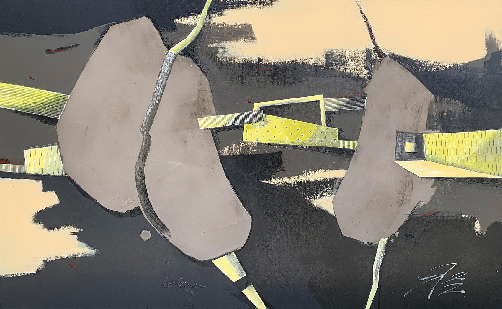 Yana Kostadinova - Couleurs en arc de cercle - Peinture abstraite beige ...