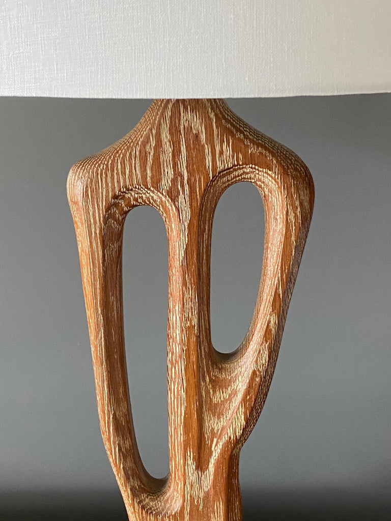 Yasha Heifetz, Rare Organic Table Lamp, Cerused Oak, Black Paint ...