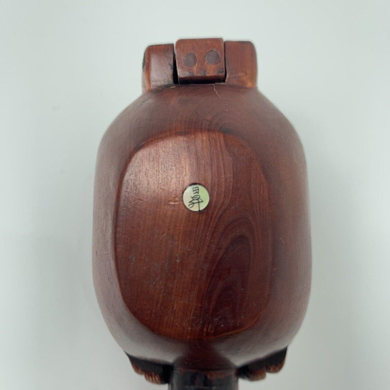 Yatate Japonais En Bois Scuplté Nissho Antique Wood Carved Netsuke ...