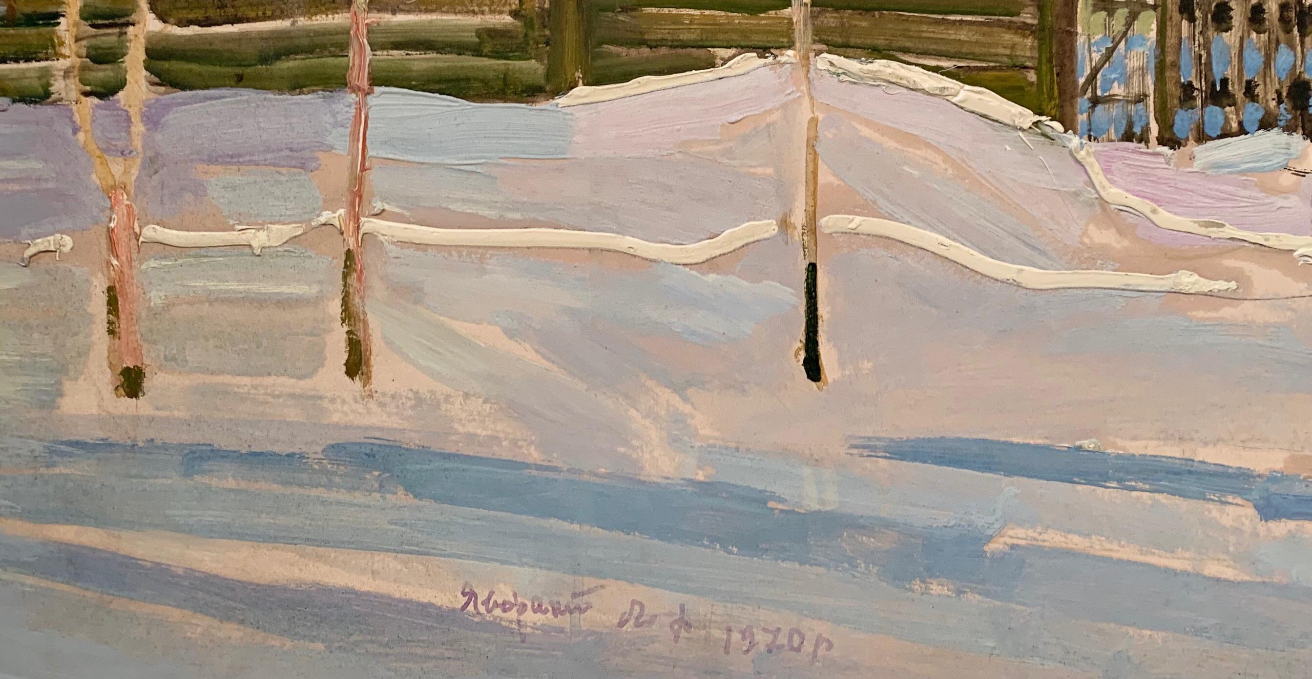 Yavorskiy Leonid - Antique Winter Village Landscape Oil Painting ...