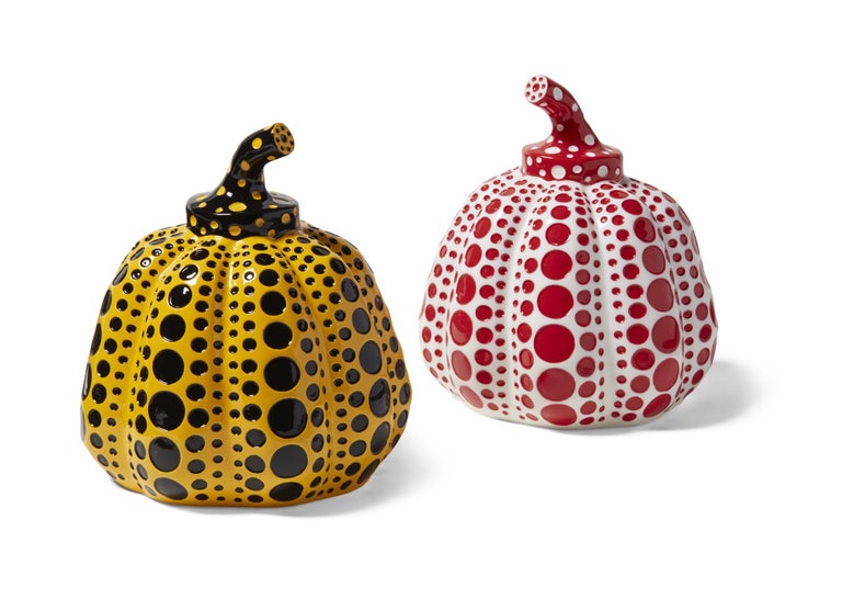 Yayoi Kusama - Pumpkin Objects (Pair White and Yellow) -- Sculptures ...