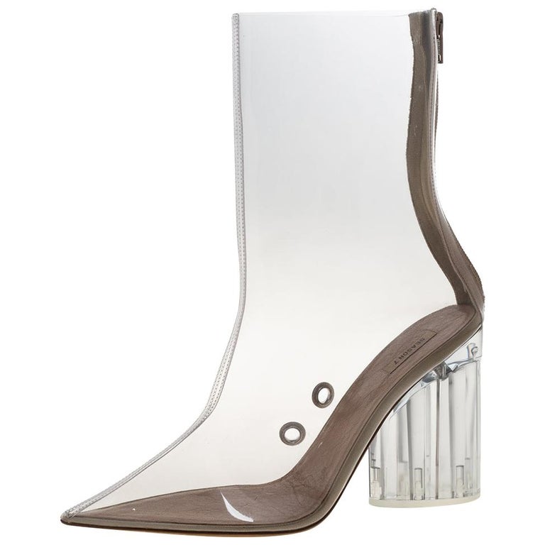 Yeezy Transparent/Beige PVC Season 7 Pointed Toe Zipper Boots Size 38 ...