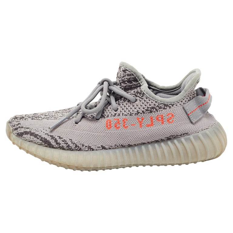 Yeezy x Adidas Grey Knit Fabric Boost 350 V2 Beluga Sneakers Size 37 1/ ...