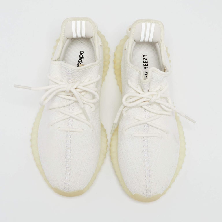 Yeezy x Adidas White Knit Fabric Boost 350 V2 Triple White Sneakers ...