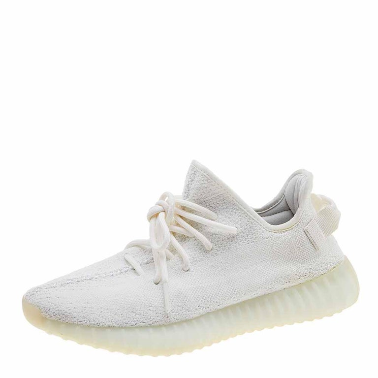 Yeezy x Adidas White Knit Fabric Boost 350 V2 Triple White Sneakers ...