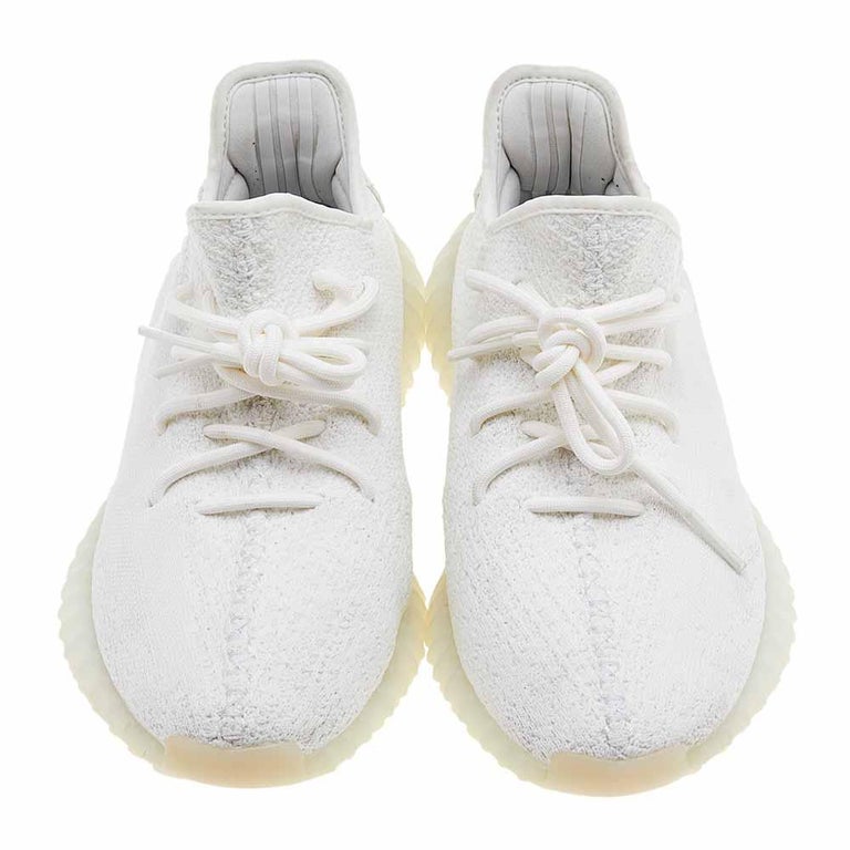 Yeezy x Adidas White Knit Fabric Boost 350 V2 Triple White Sneakers ...