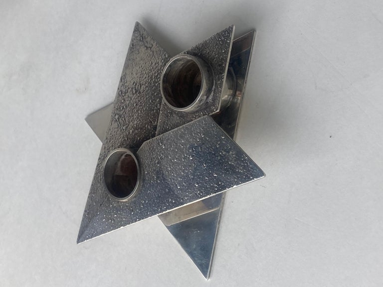 Yehia Yemini Silver Plate Candleholder, Bezalel School, Jerusalem ...