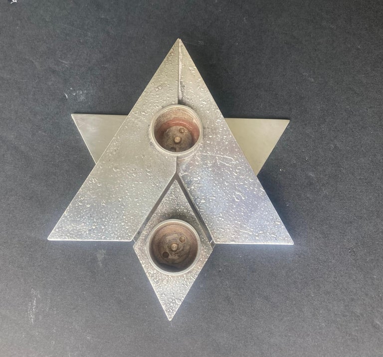 Yehia Yemini Silver Plate Candleholder, Bezalel School, Jerusalem ...