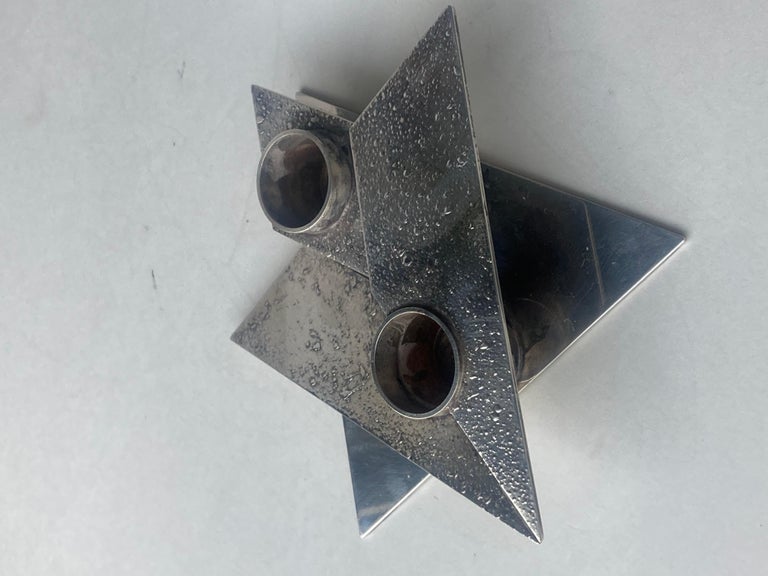 Yehia Yemini Silver Plate Candleholder, Bezalel School, Jerusalem ...
