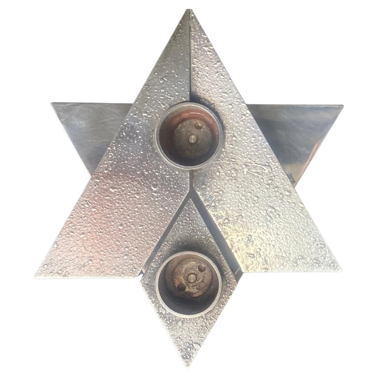 Yehia Yemini Silver Plate Candleholder, Bezalel School, Jerusalem ...