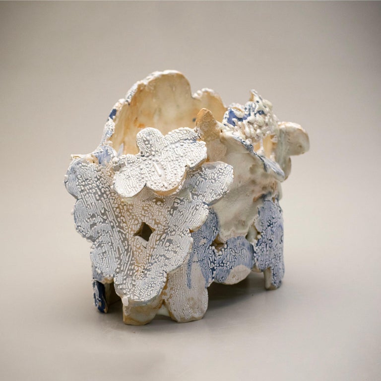 Yehrim Lee - 'Moon Flower,' Ceramics, Blue, White For Sale at 1stDibs
