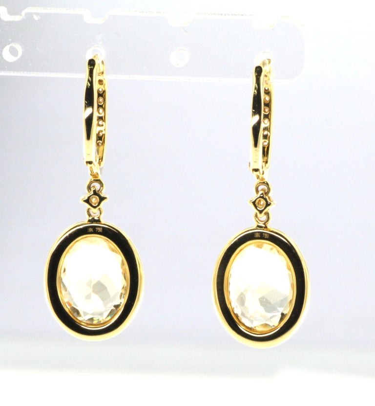 Yeiiow Beryl Diamond Drop Earrings in 18 Karat Yellow Gold For Sale at ...