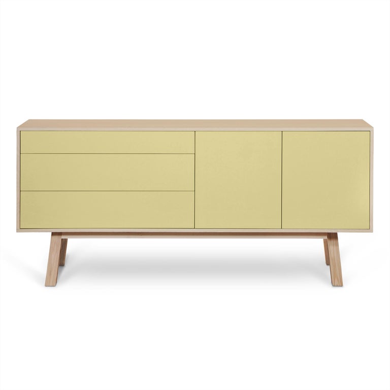 Yellow Higher Sideboard with doors and drawers designed in Paris by E ...