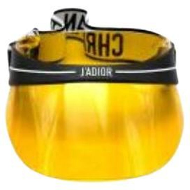 yellow acetate logo elastic Club visor For Sale at 1stDibs