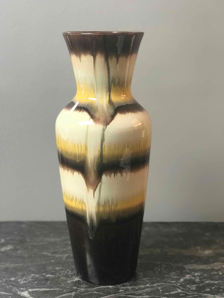 Yellow and Brick Toned Abstract Vase from West Germany Circa 1950 at ...