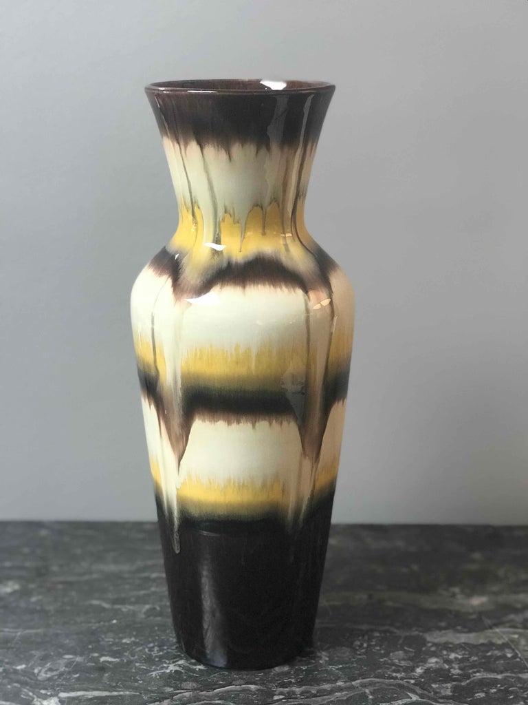 Yellow and Brick Toned Abstract Vase from West Germany Circa 1950 at ...