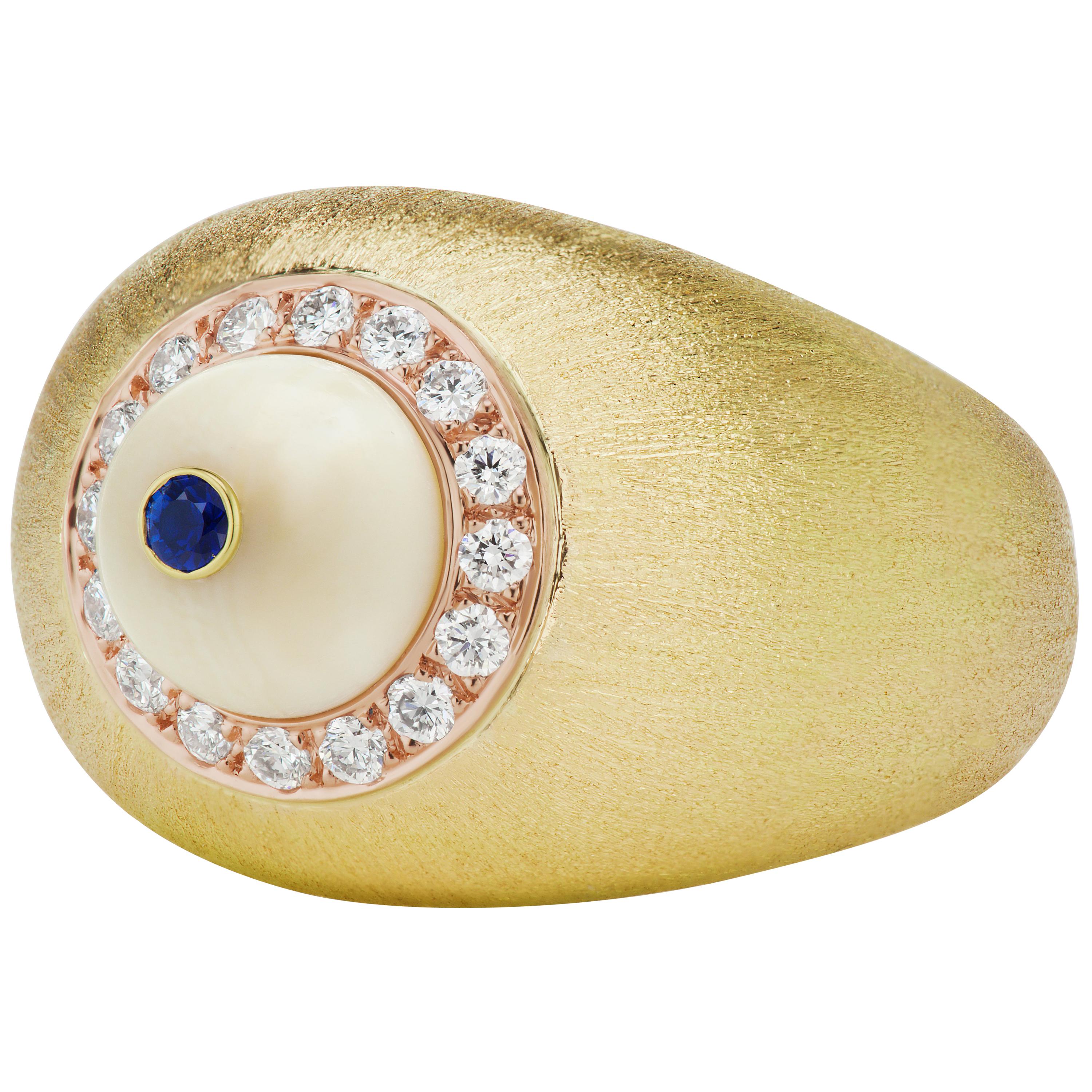 Gold and Ivory Domed Ring at 1stdibs