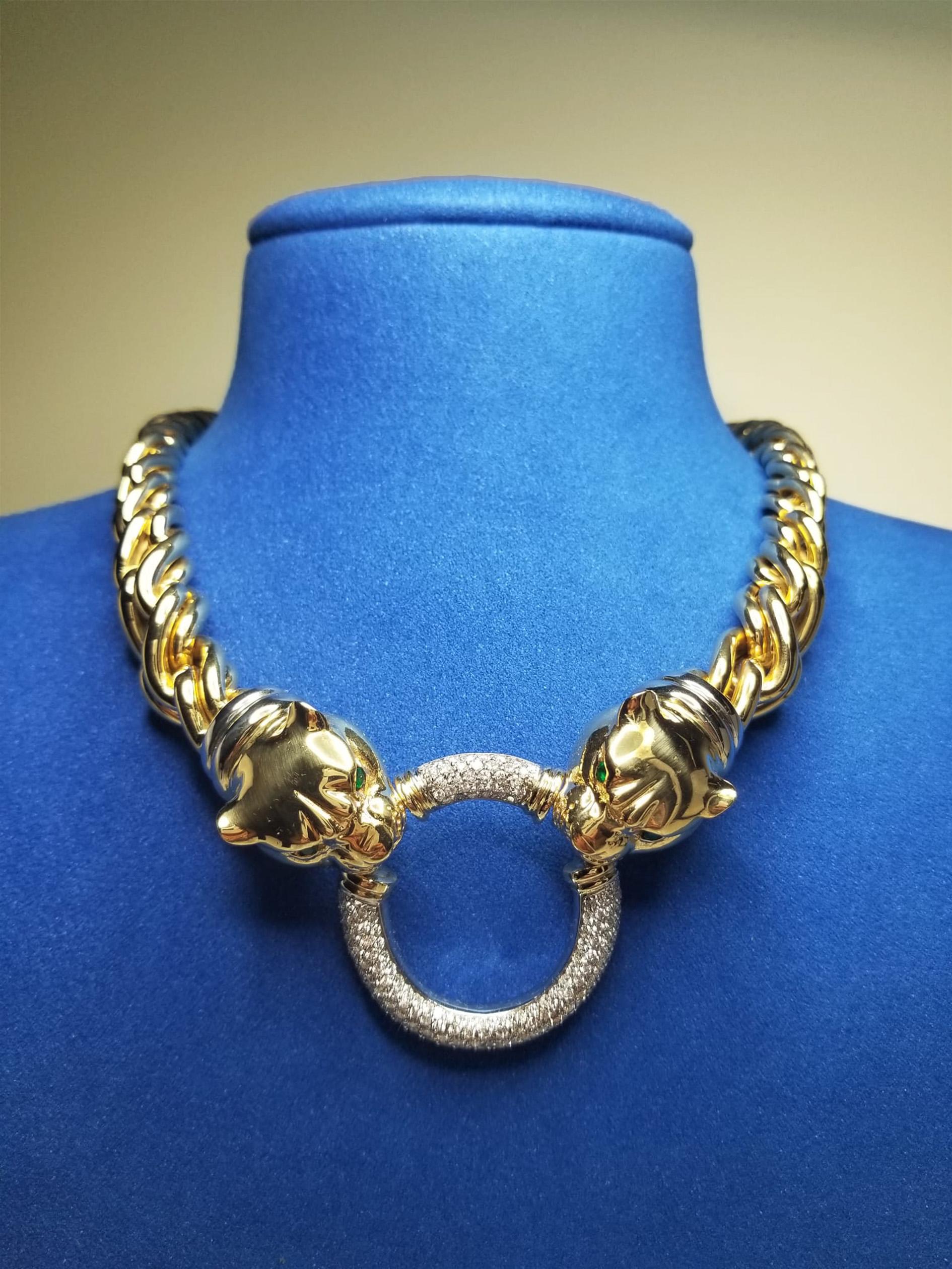 Yellow and White 18k Golden Panther Diamond Limited Edition Chain ...