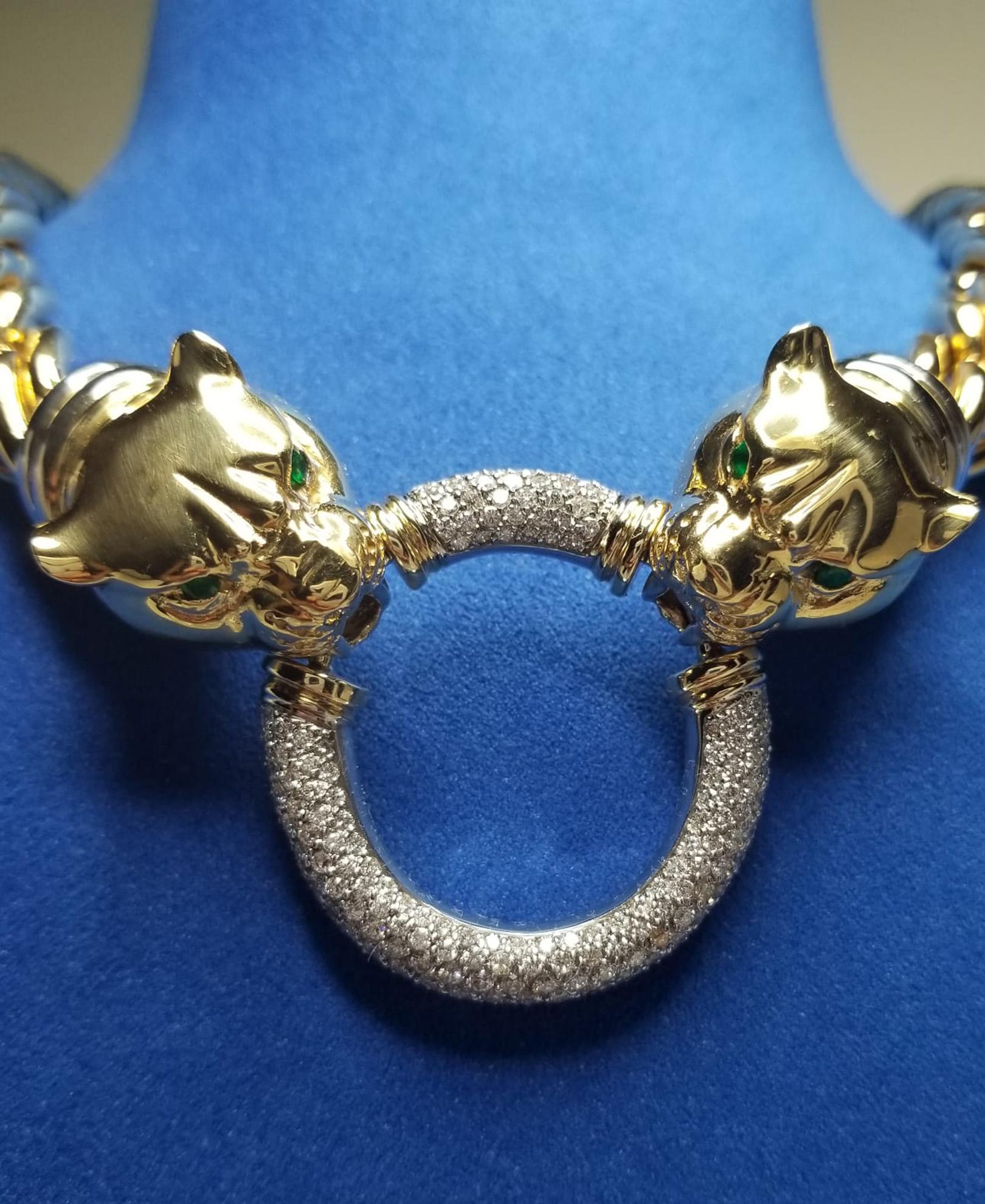 Yellow and White 18k Golden Panther Diamond Limited Edition Chain ...