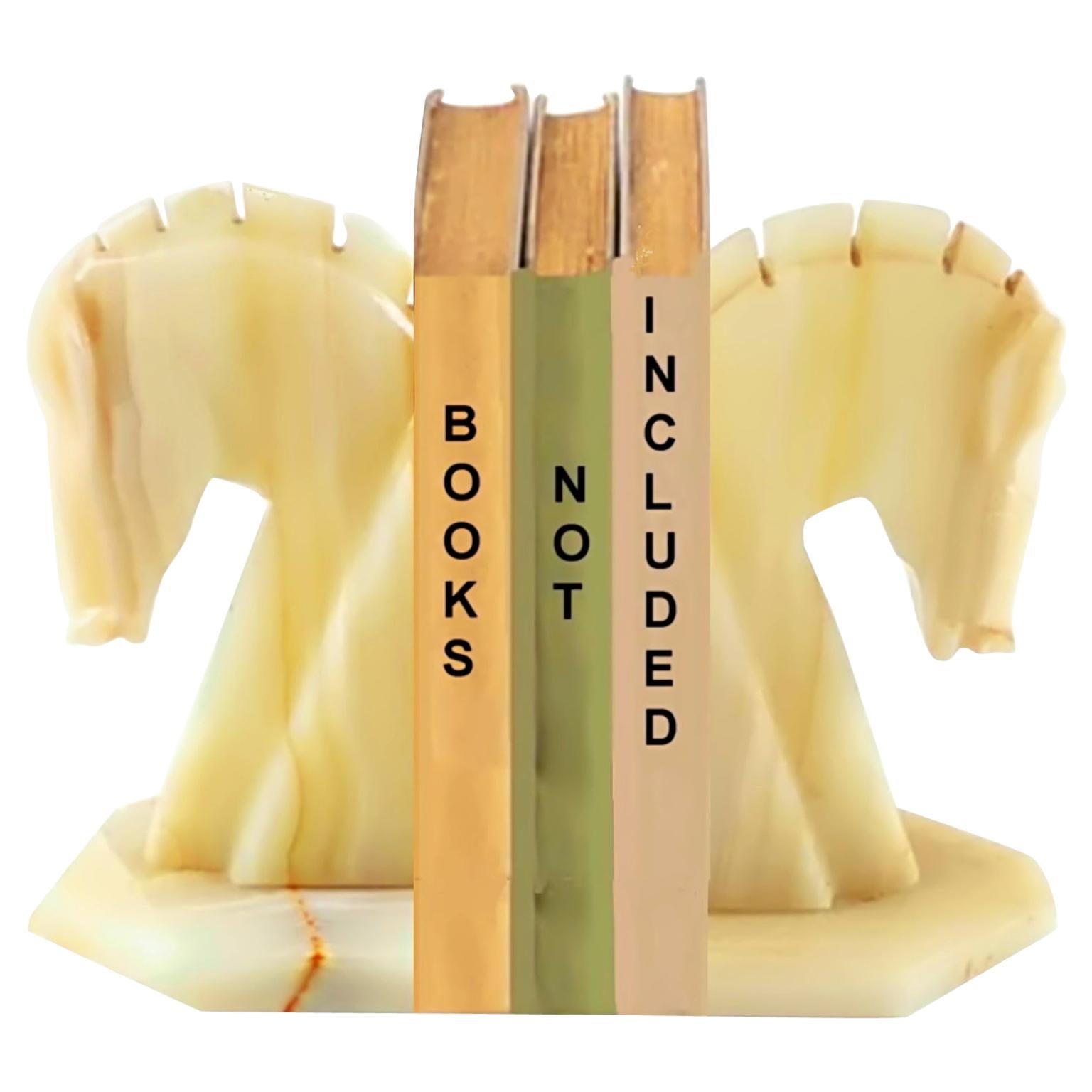 Yellow and White Calcite Horse Head Stone Bookends For Sale at 1stDibs ...