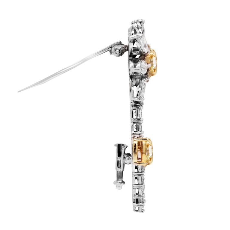 Yellow and White Diamond Palm Tree Brooch Pin with Fancy Cut Diamonds ...