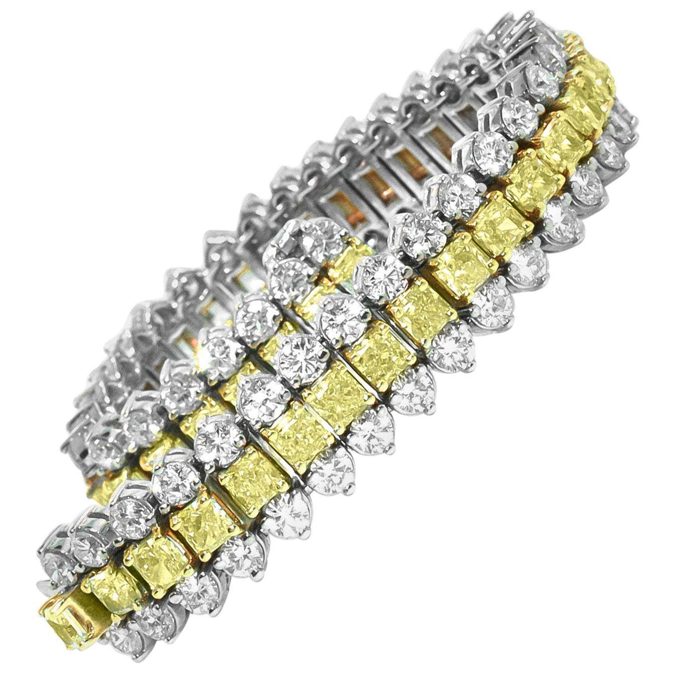 Natural Yellow and White Diamond Bracelet For Sale at 1stDibs