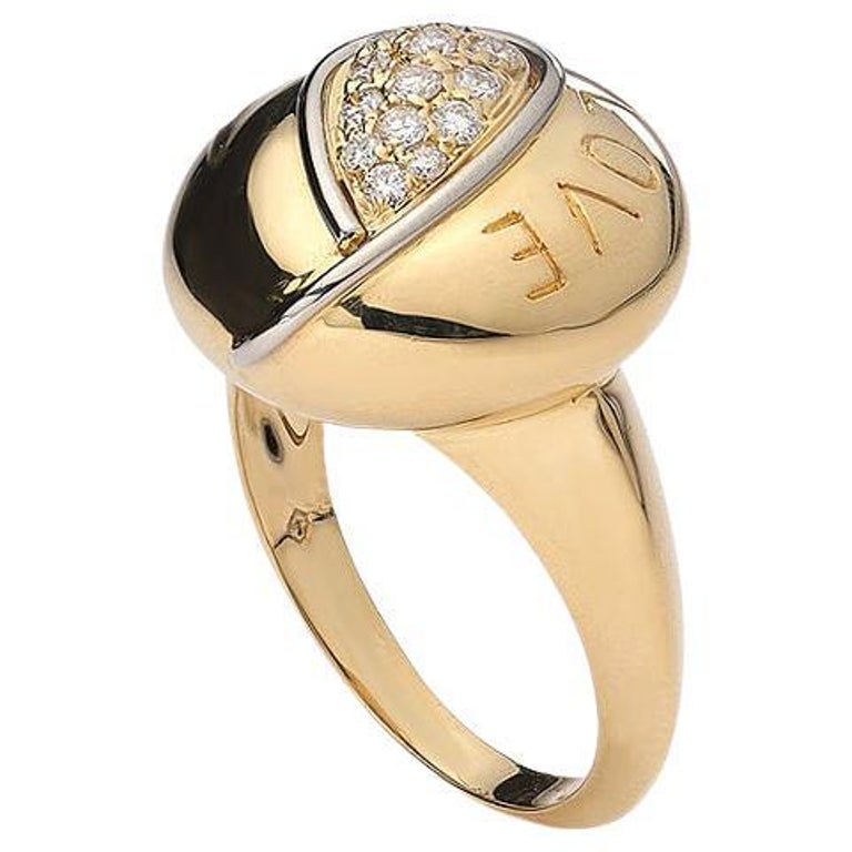 Yellow and White Gold Love Ring For Sale at 1stDibs